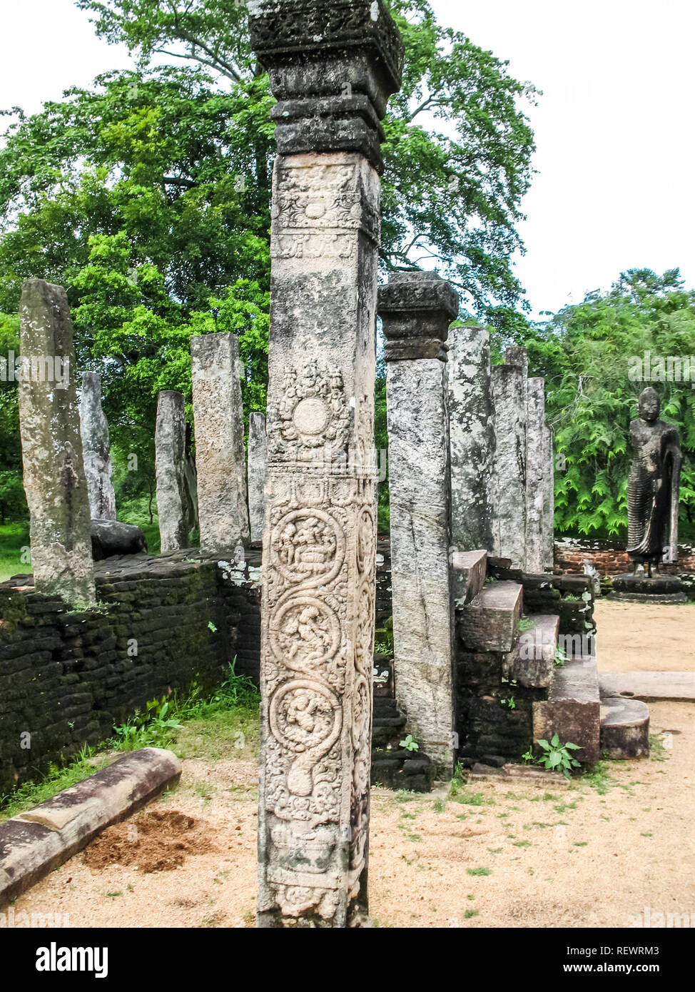 Polonnaruwa, Sri Lanka. The ruins of an ancient temple, traces of an ...