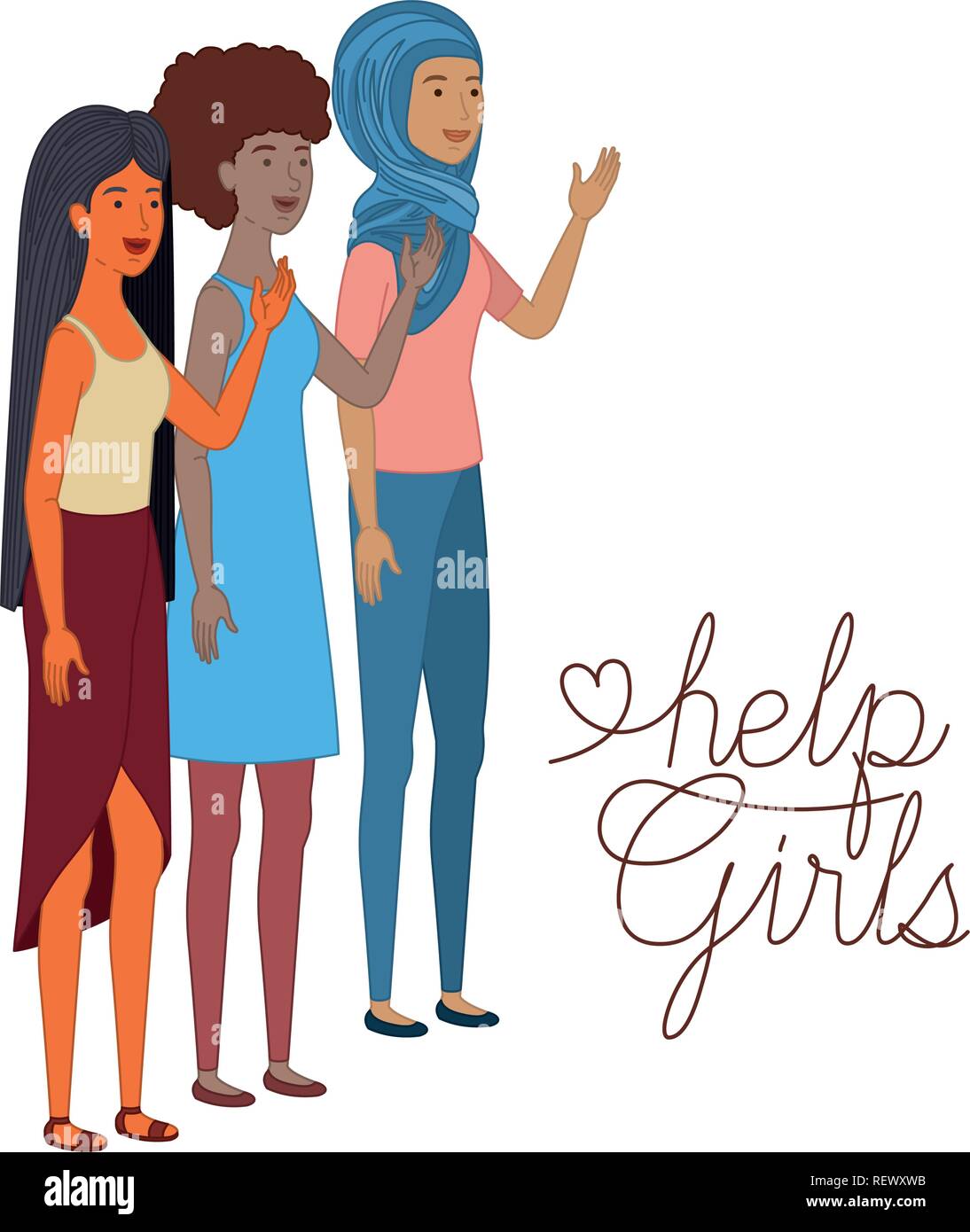 women with label help girl avatar character Stock Vector Image & Art ...
