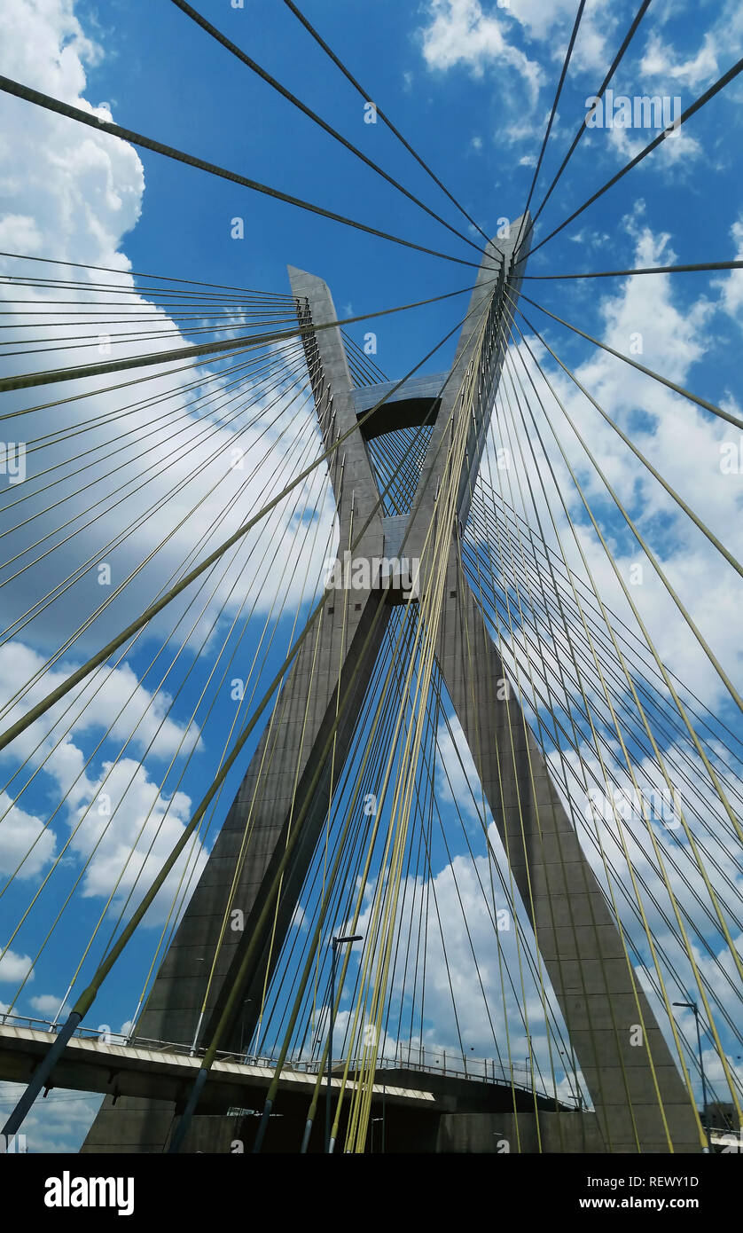 Modern architecture. Modern bridges. Linking two different points ...