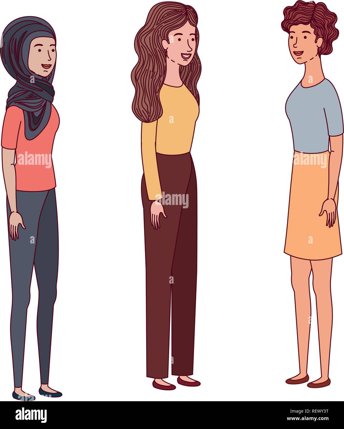 young women standing avatar character Stock Vector Image & Art - Alamy