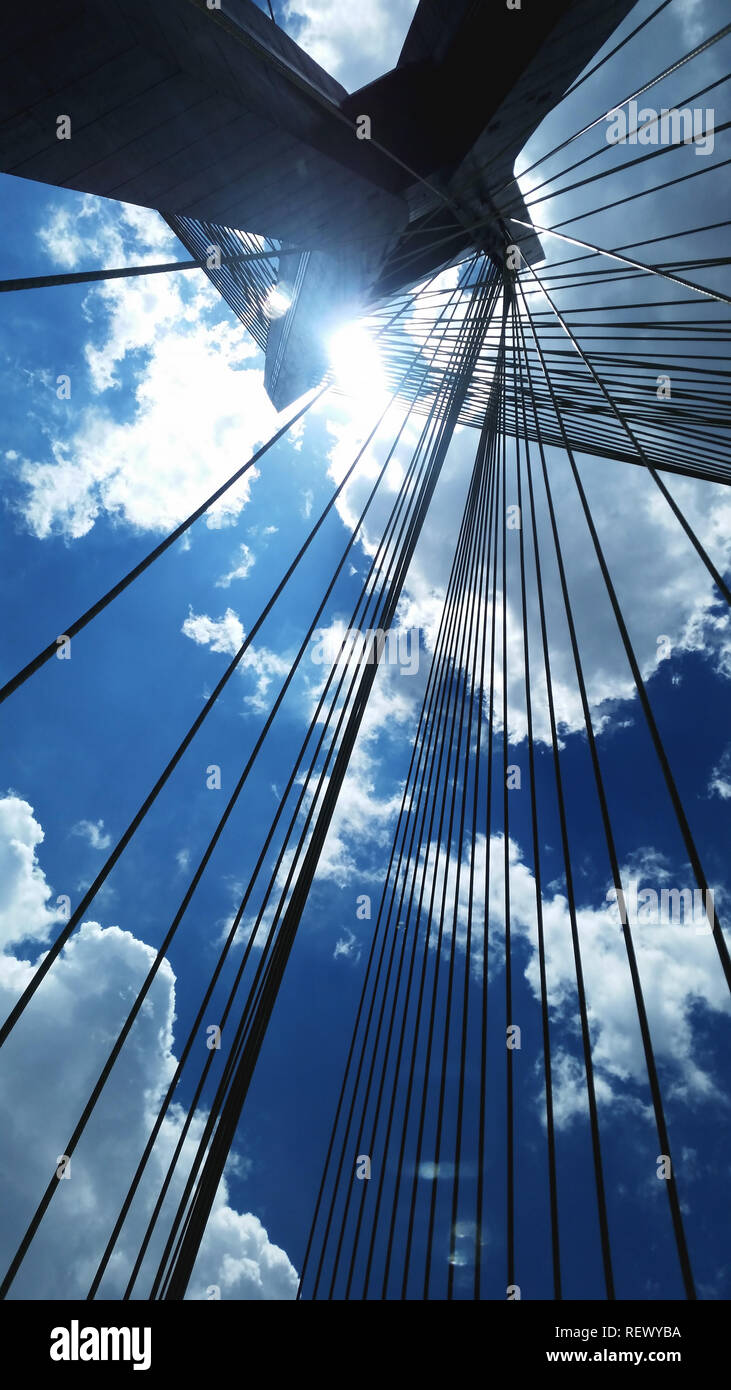 Modern architecture. Modern bridges. Linking two different points ...