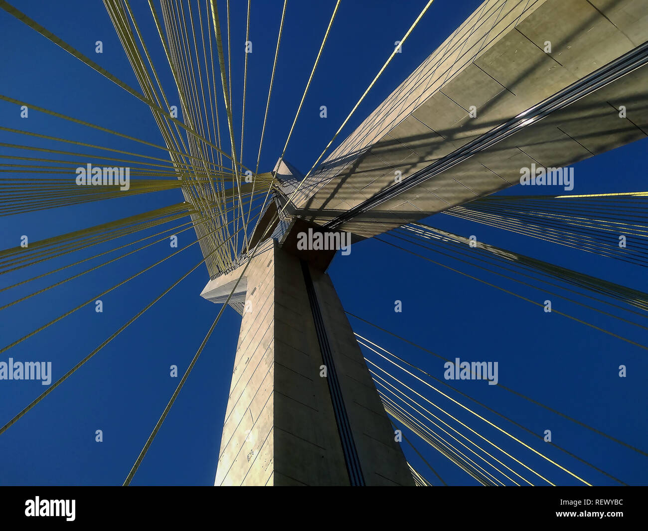 Modern architecture. Modern bridges. Linking two different points ...