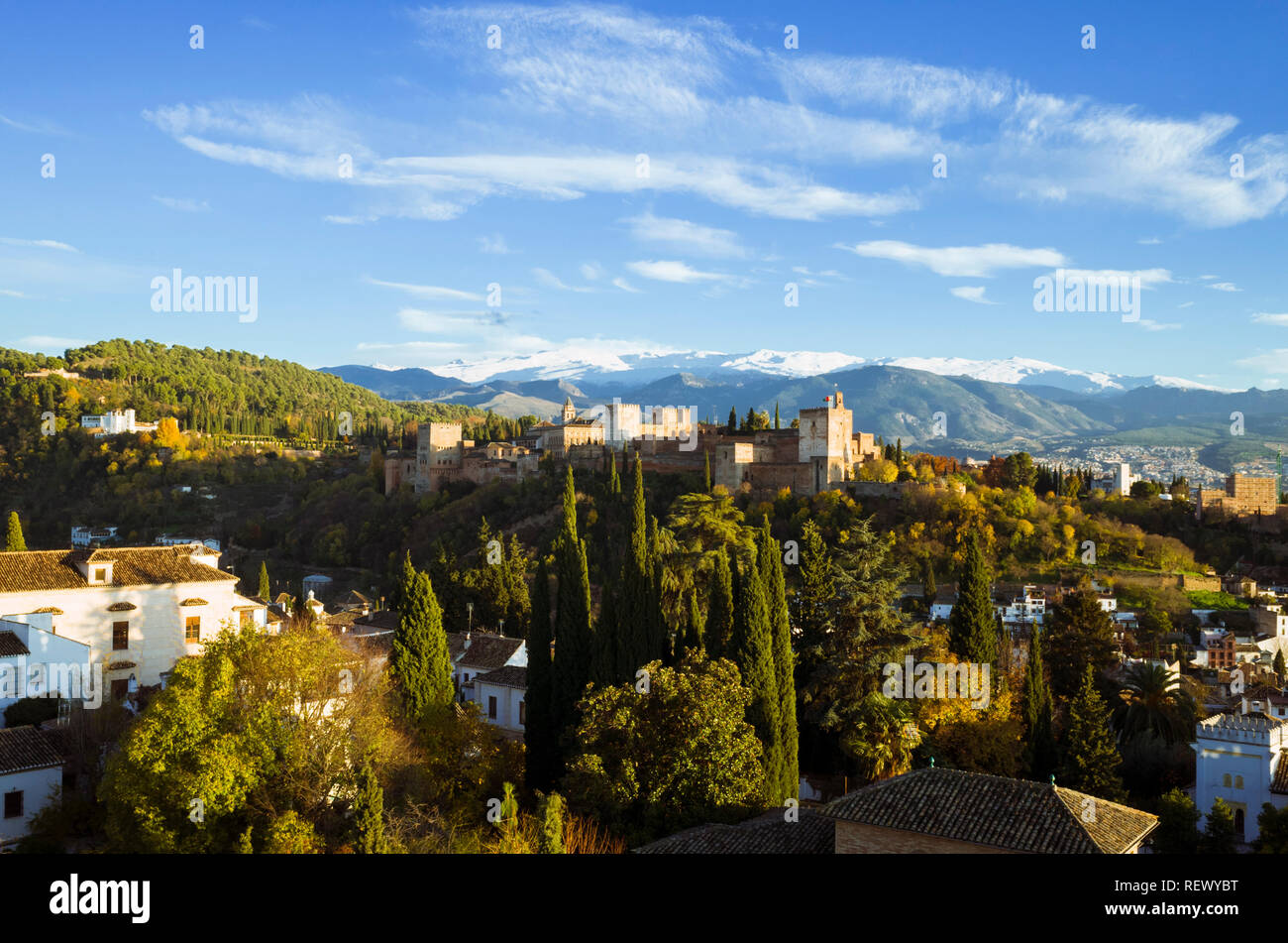 Granada, Andalusia, Spain : Unesco listed Alhambra palace general view ...