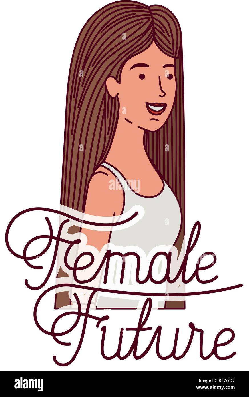 woman with label female future avatar character Stock Vector Image ...