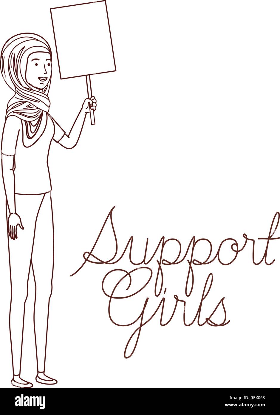 women with label support girl character Stock Vector Image & Art - Alamy