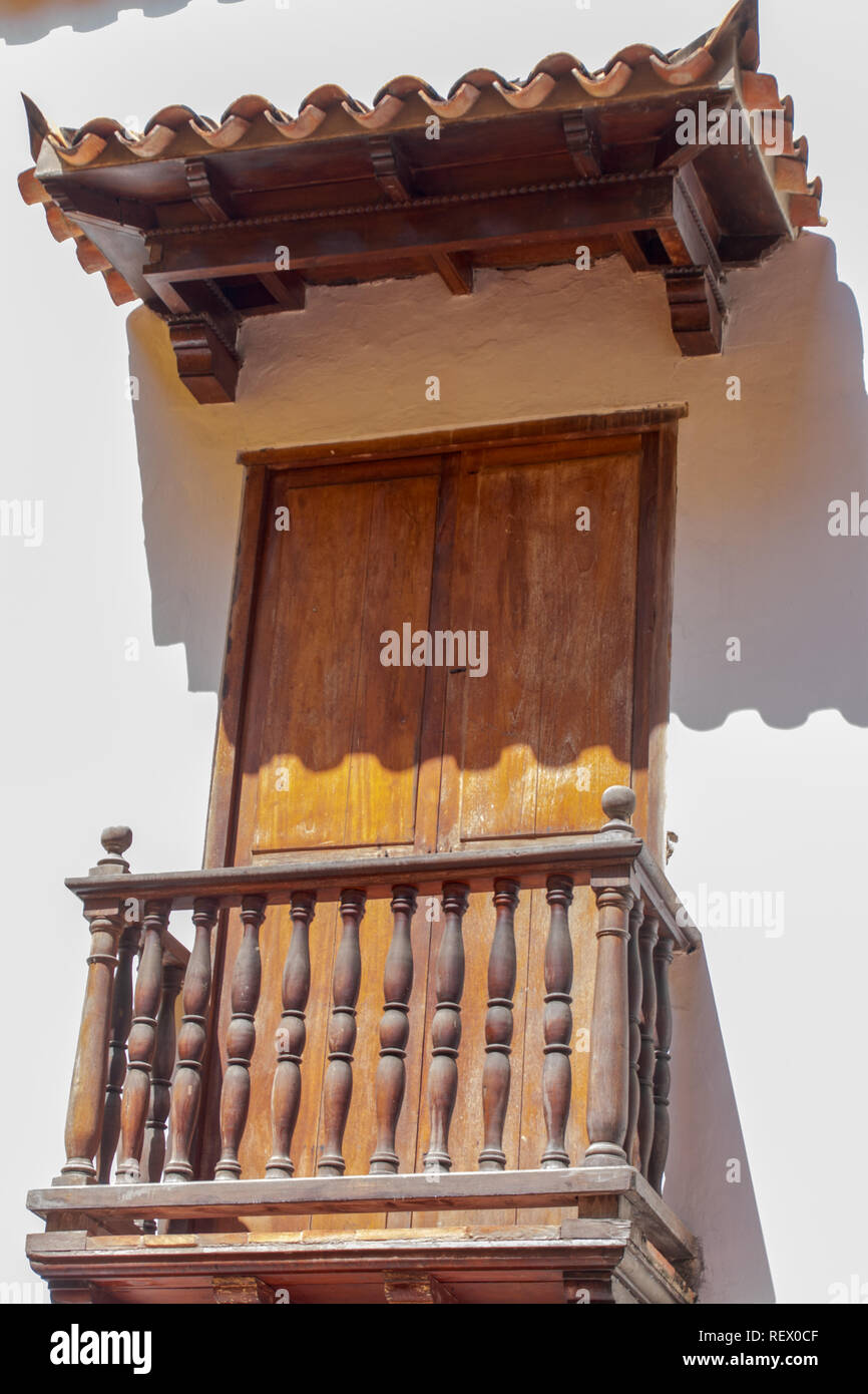 Old balcony with wooden door Stock Photo - Alamy