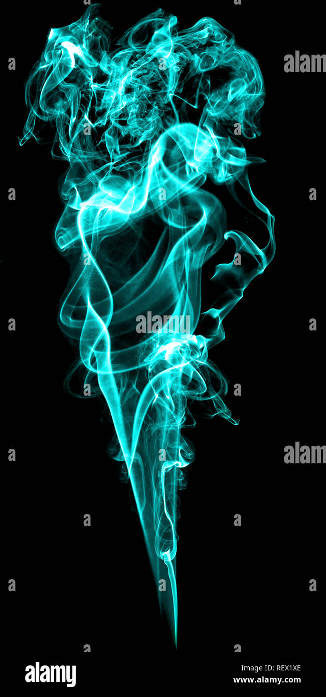 Graphic burning blaze of emerald color with tongues of light on black ...