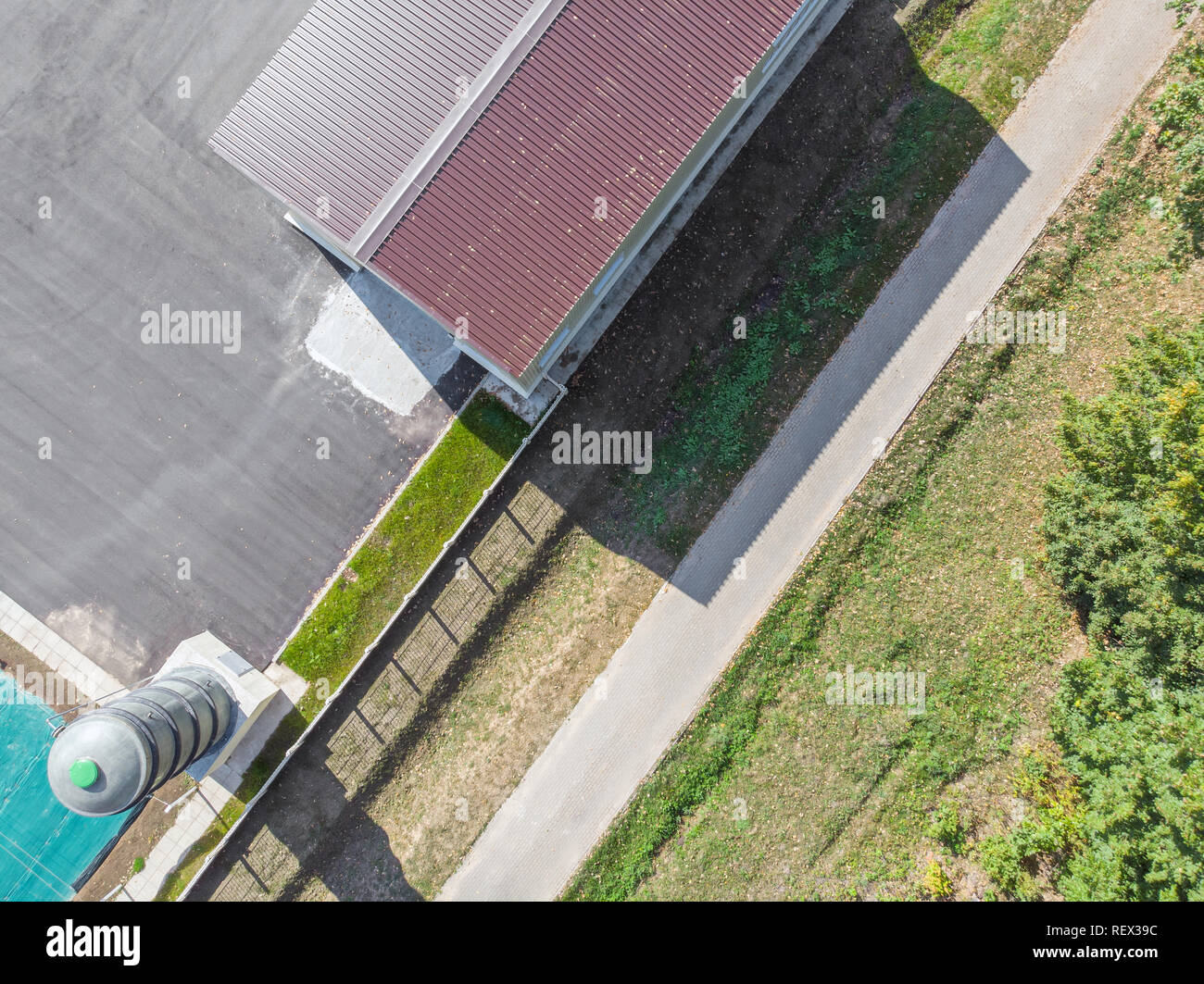 aerial view of newly built storage building in an industrial area Stock ...
