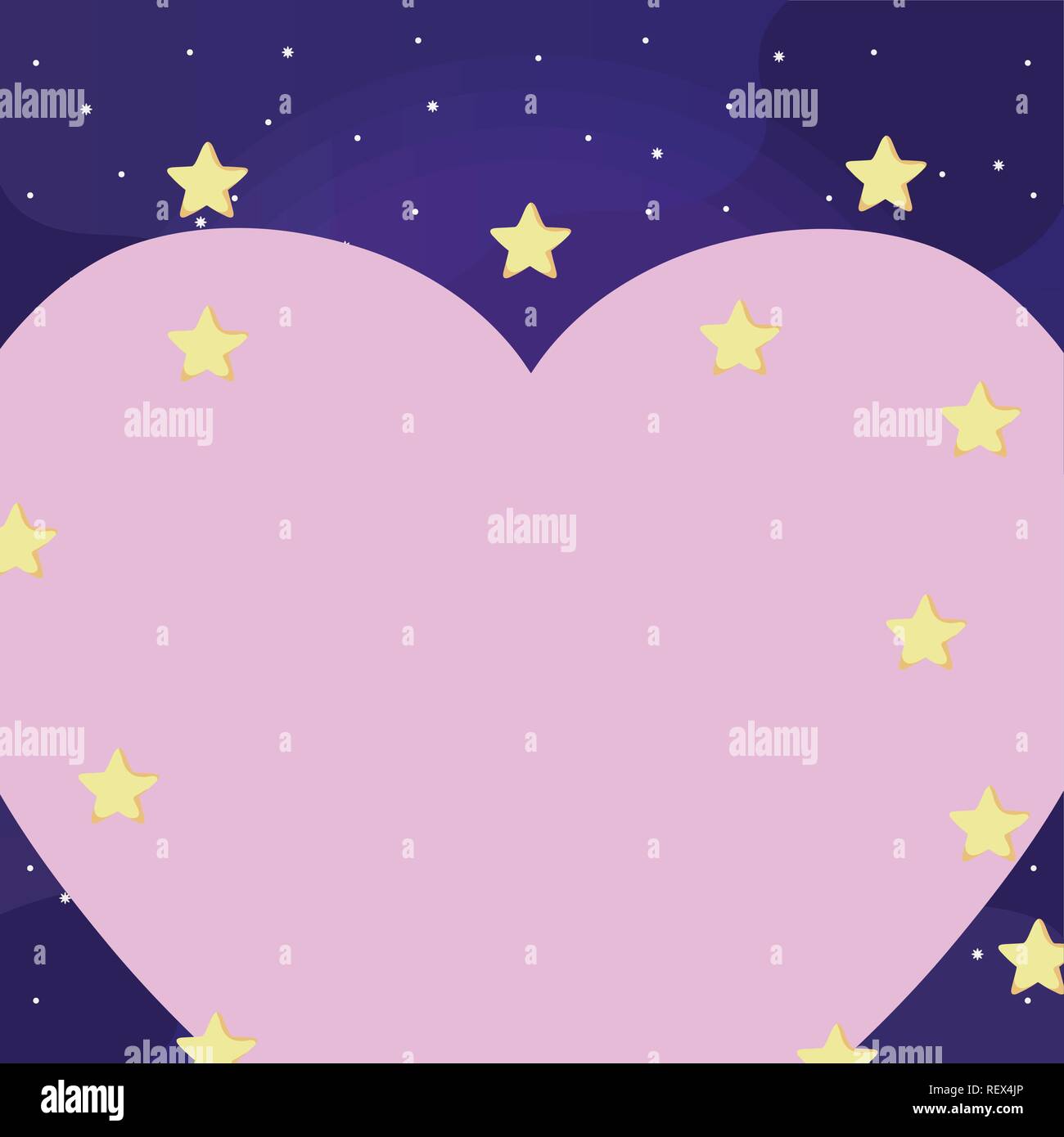 Purple Hearts And Stars Background