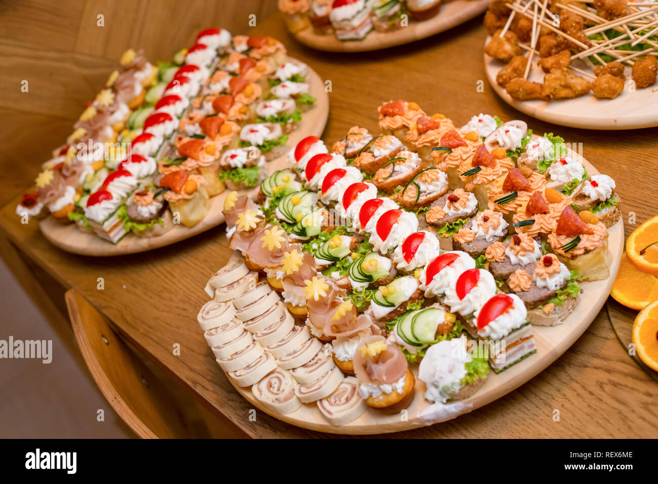 Delicious snacks of food arranged on a plate Stock Photo - Alamy