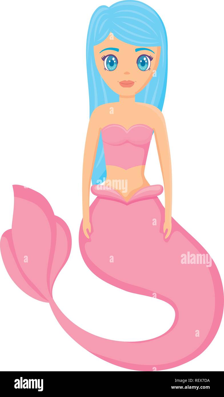 Cute mermaid icon over white background, colorful design. vector ...