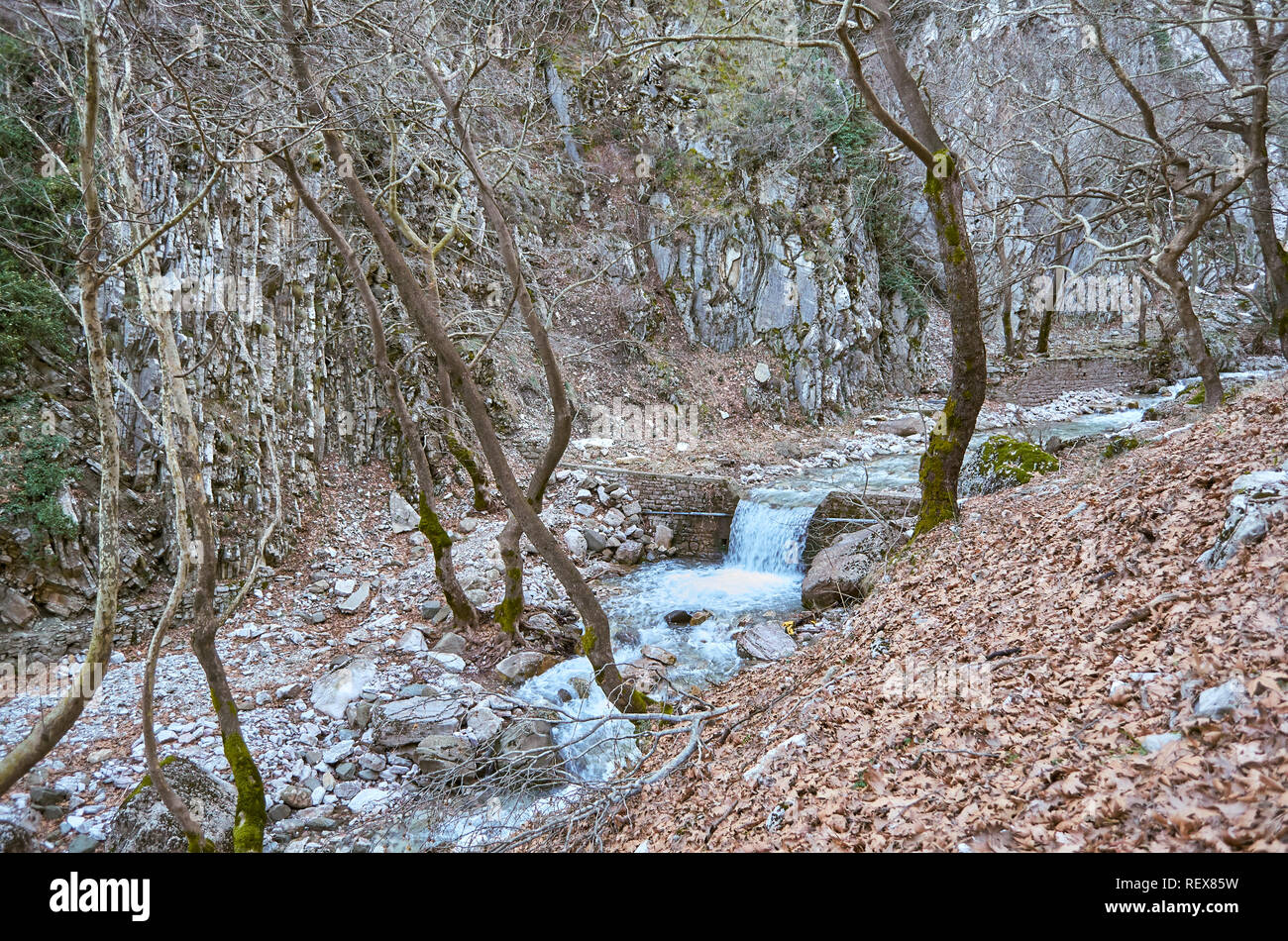 Beautiful natural scenery at the waterfalls of Anthochori village in ...