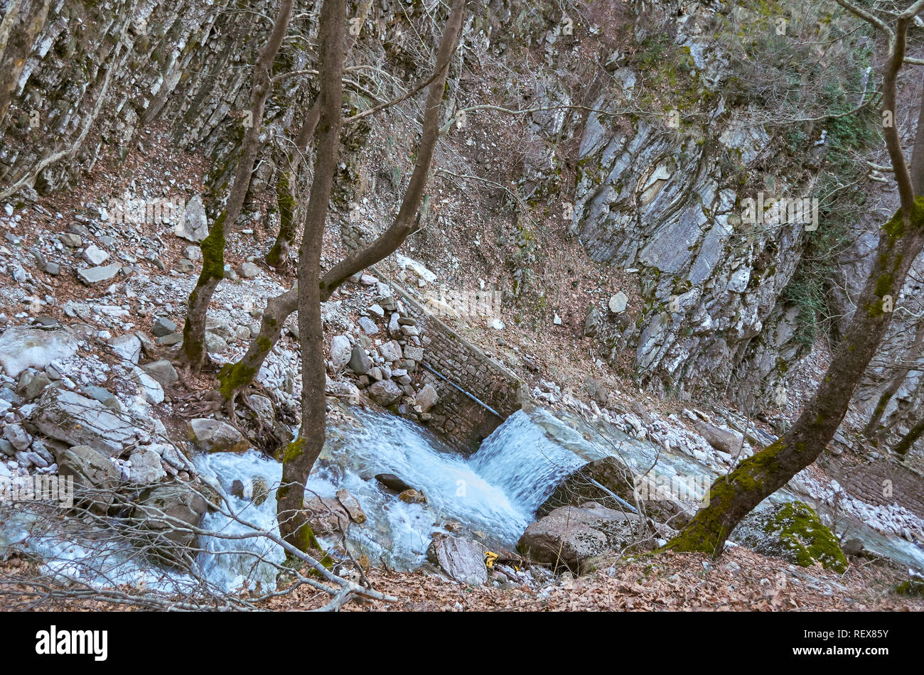 Beautiful natural scenery at the waterfalls of Anthochori village in ...