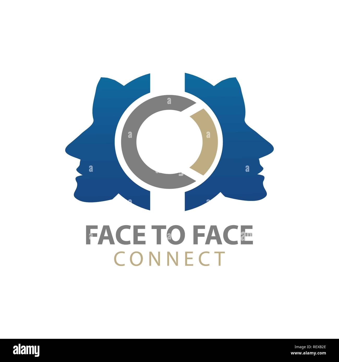 Face to face human character connect logo concept design. Symbol ...