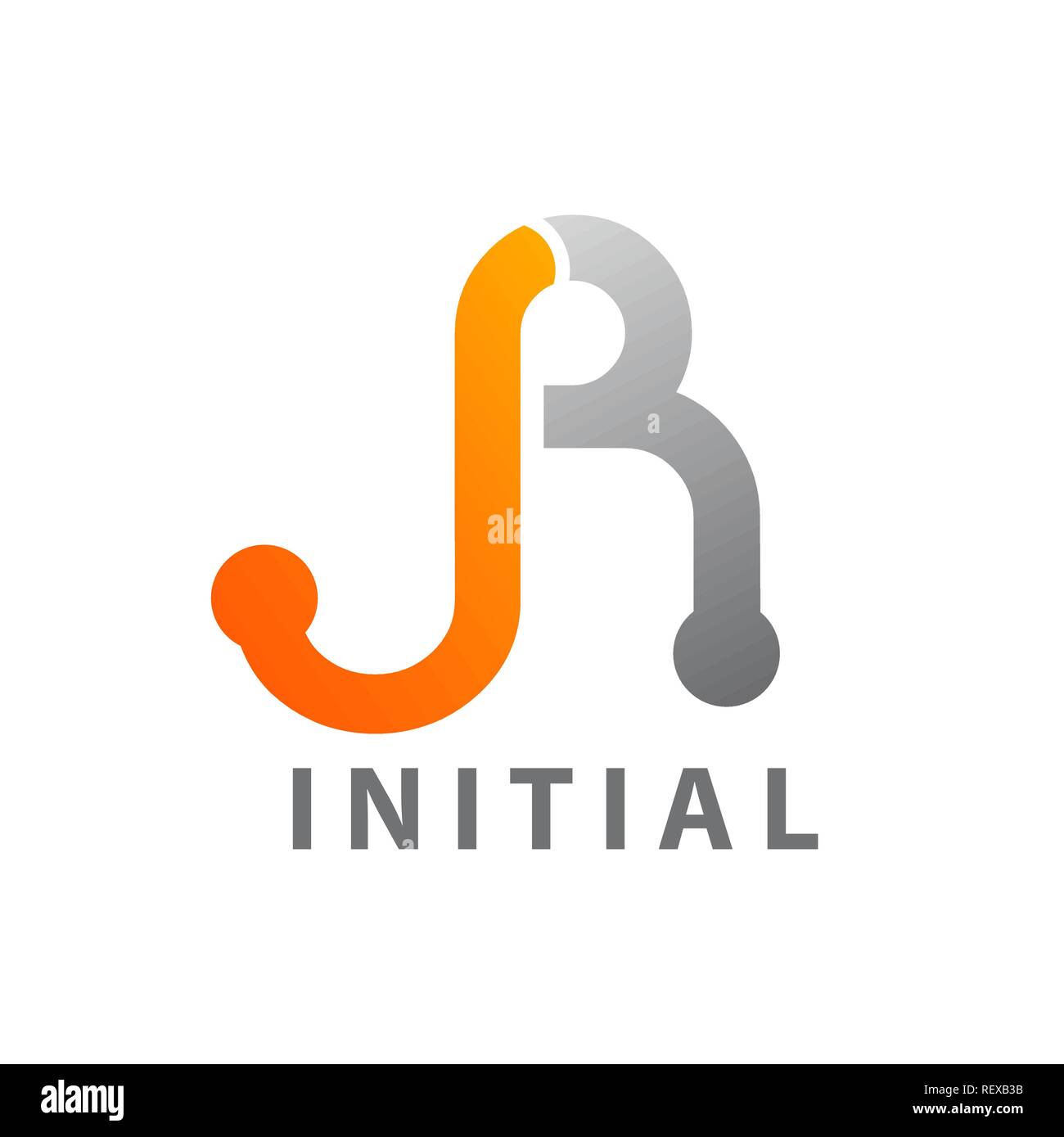 Initial letter JR logo concept design. Technology industry symbol ...