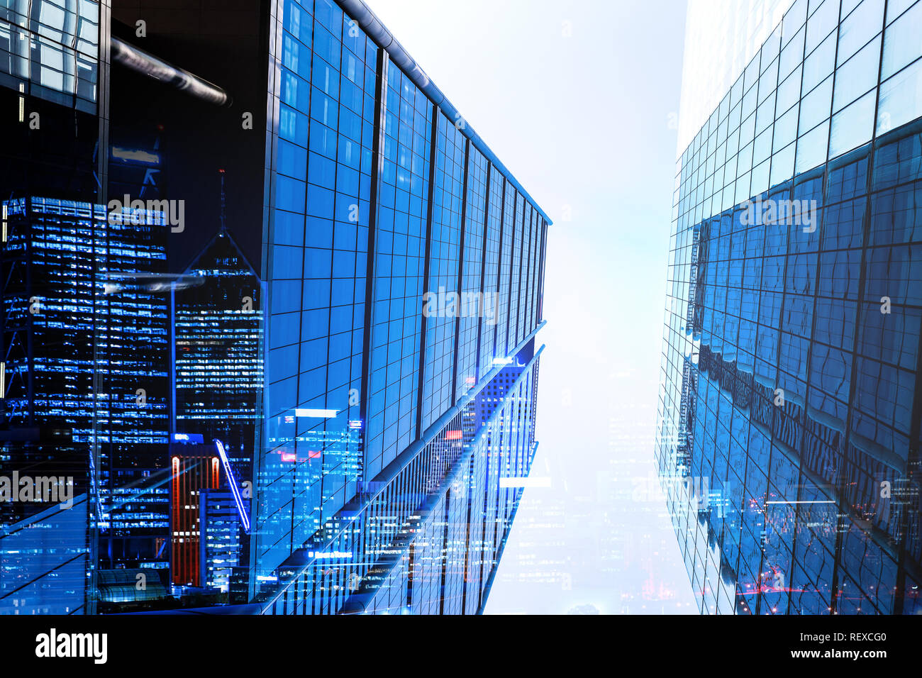 Media user interface with graphs and diagrams on modern cityscape Stock ...