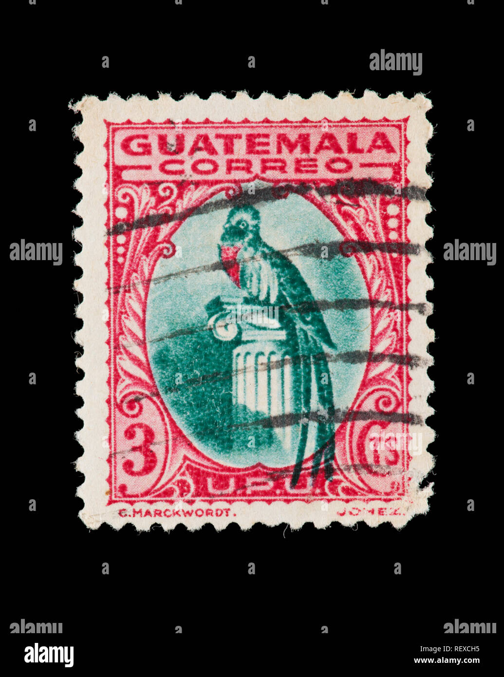 Postage stamp from Guatemala depicting a quetzal, national bird Stock ...