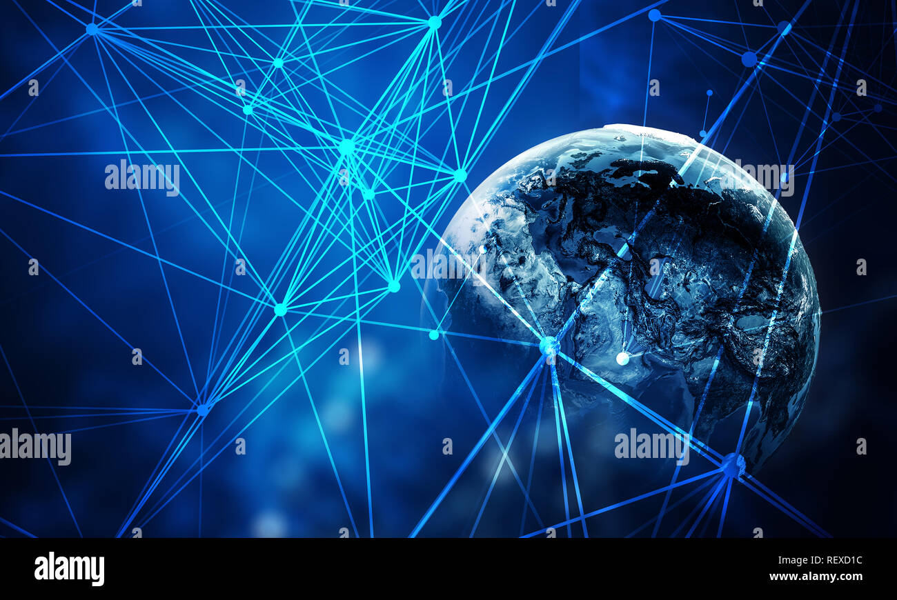 Internet concept of global business and wireless connection. 3d ...