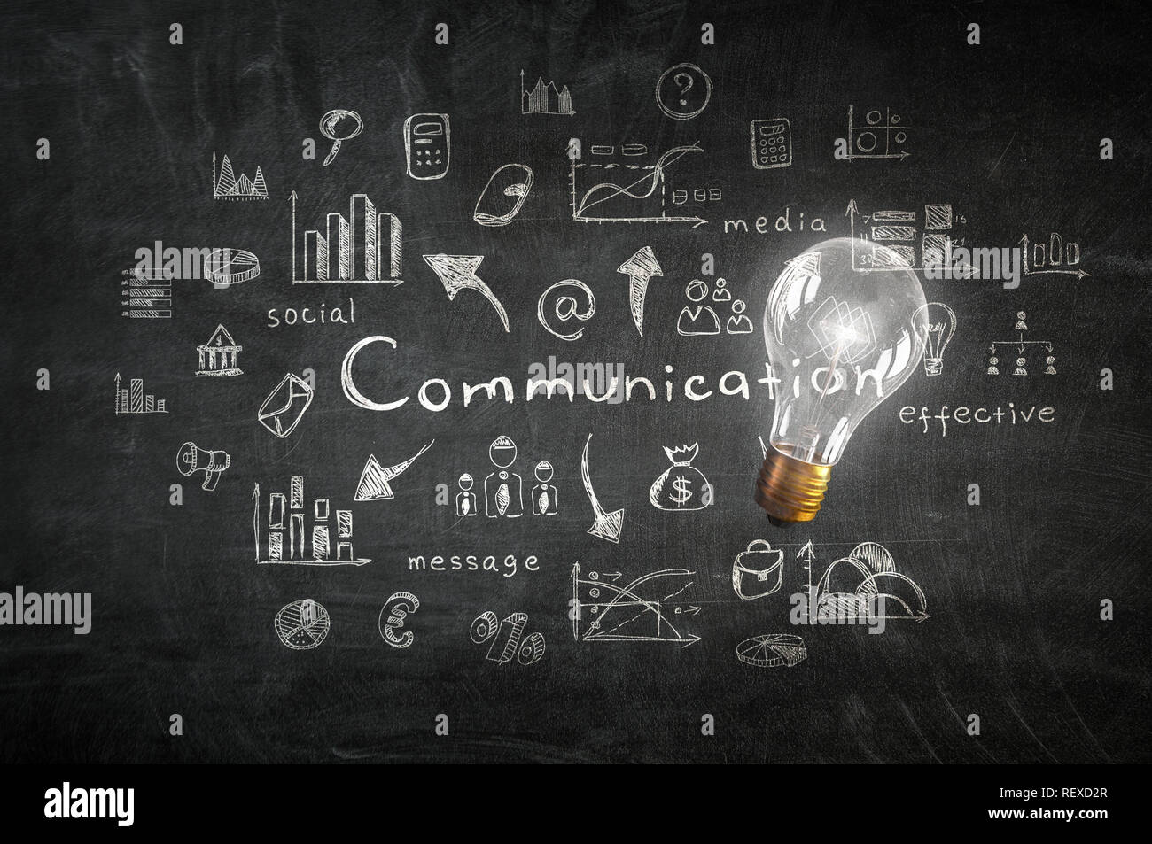 Concrete wall and business strategy drawn ideas Stock Photo - Alamy