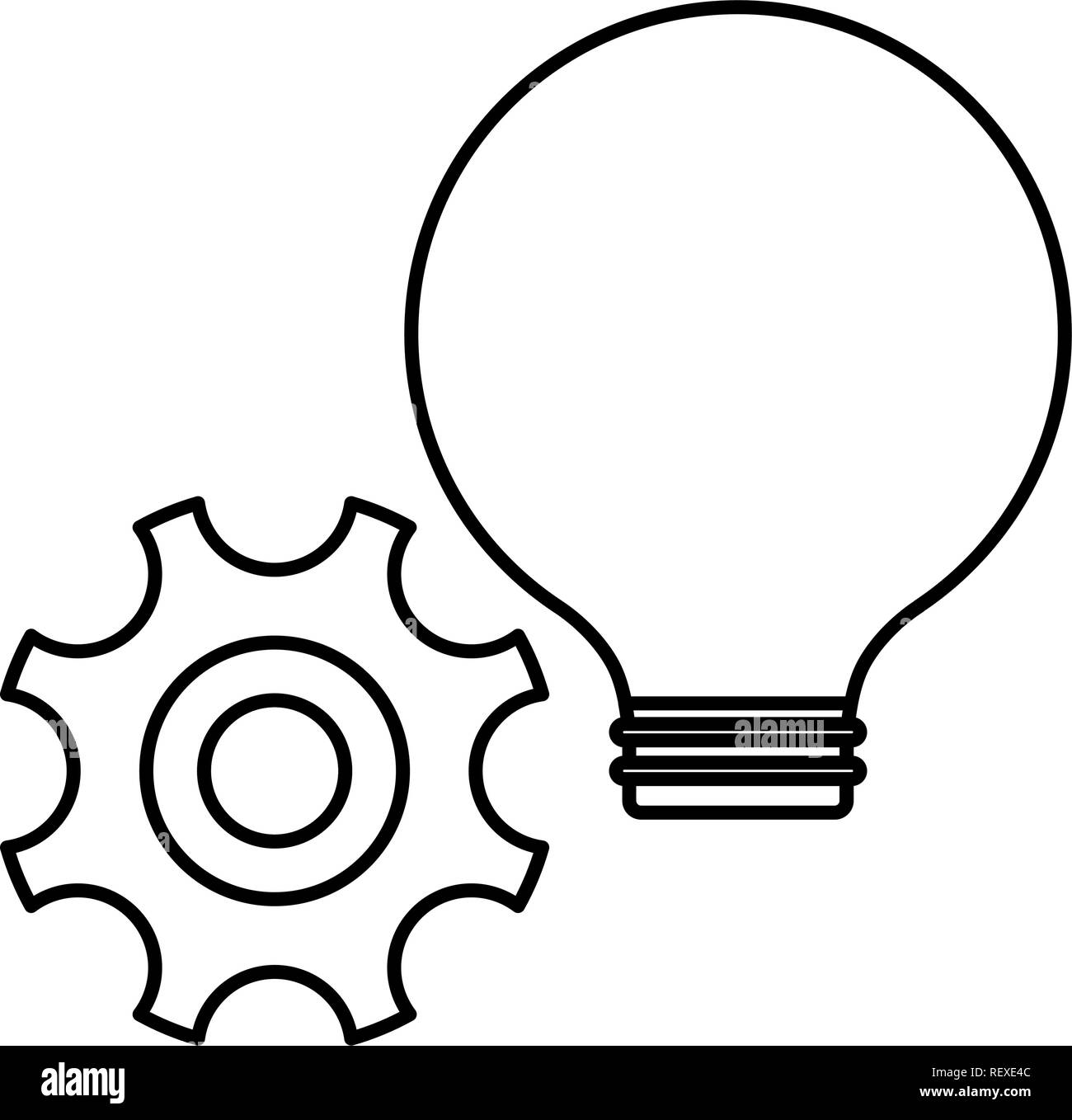 light bulb and gear wheel over white background, vector illustration ...