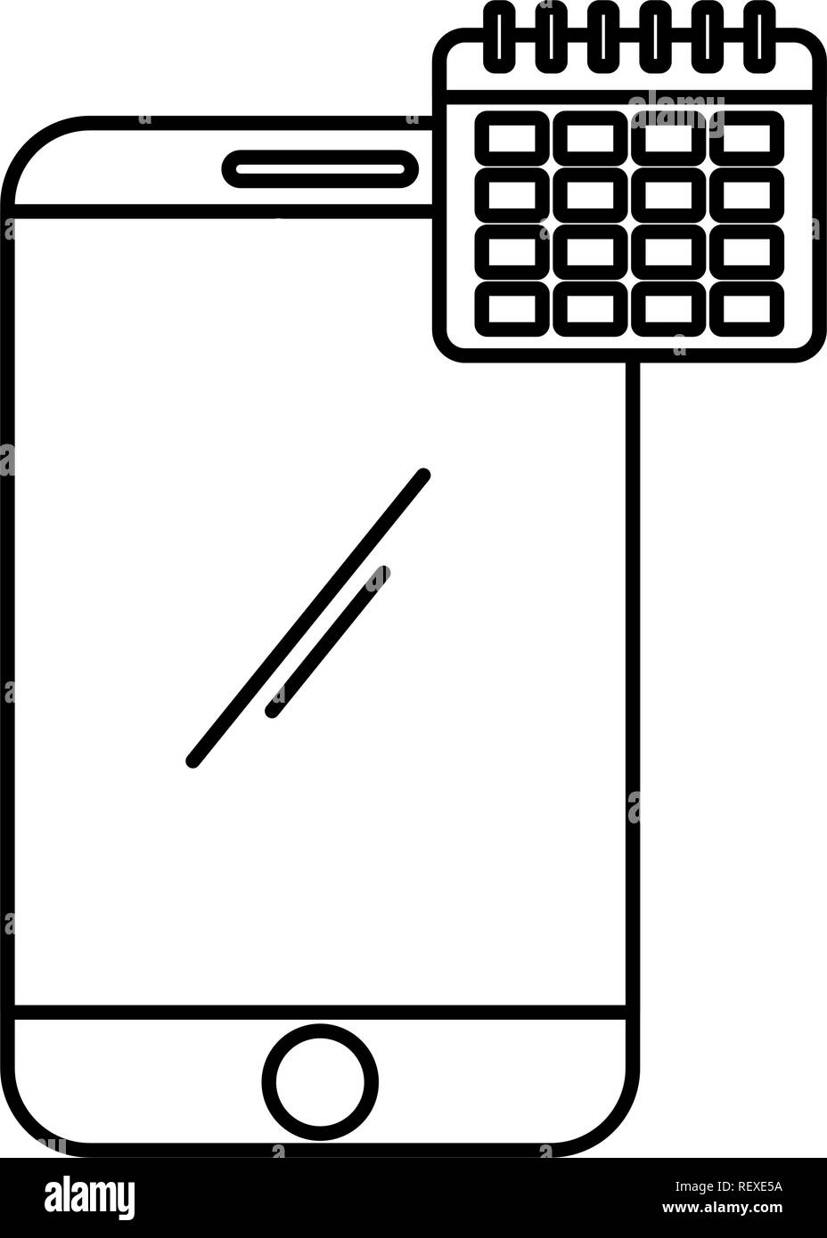 calendar and Smartphone device over white background, vector ...