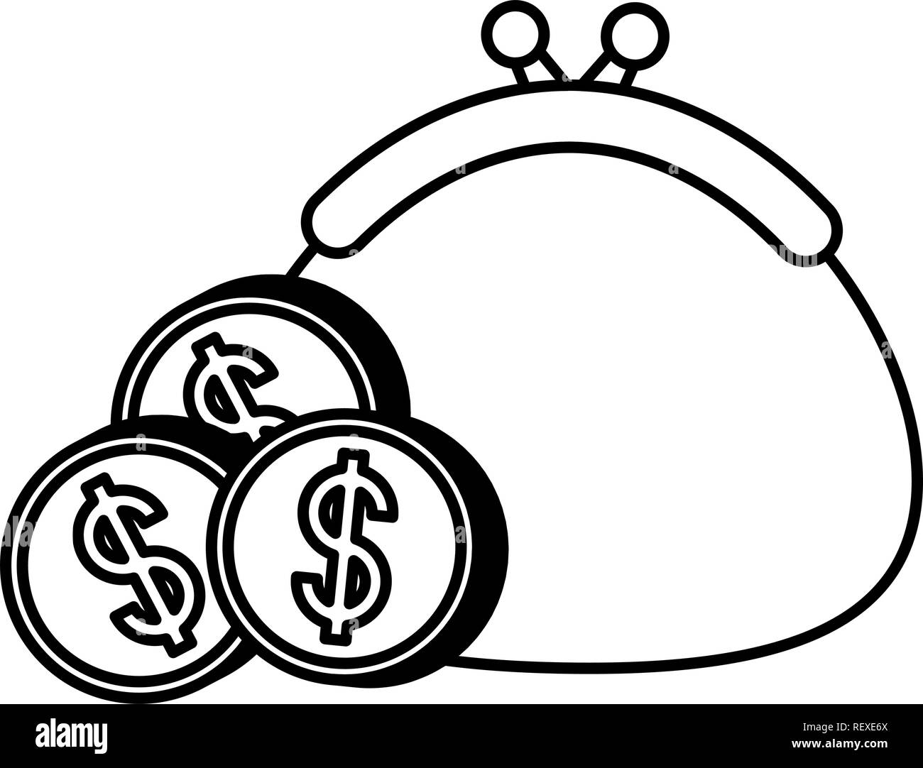 money coins and purse over white background, vector illustration Stock ...