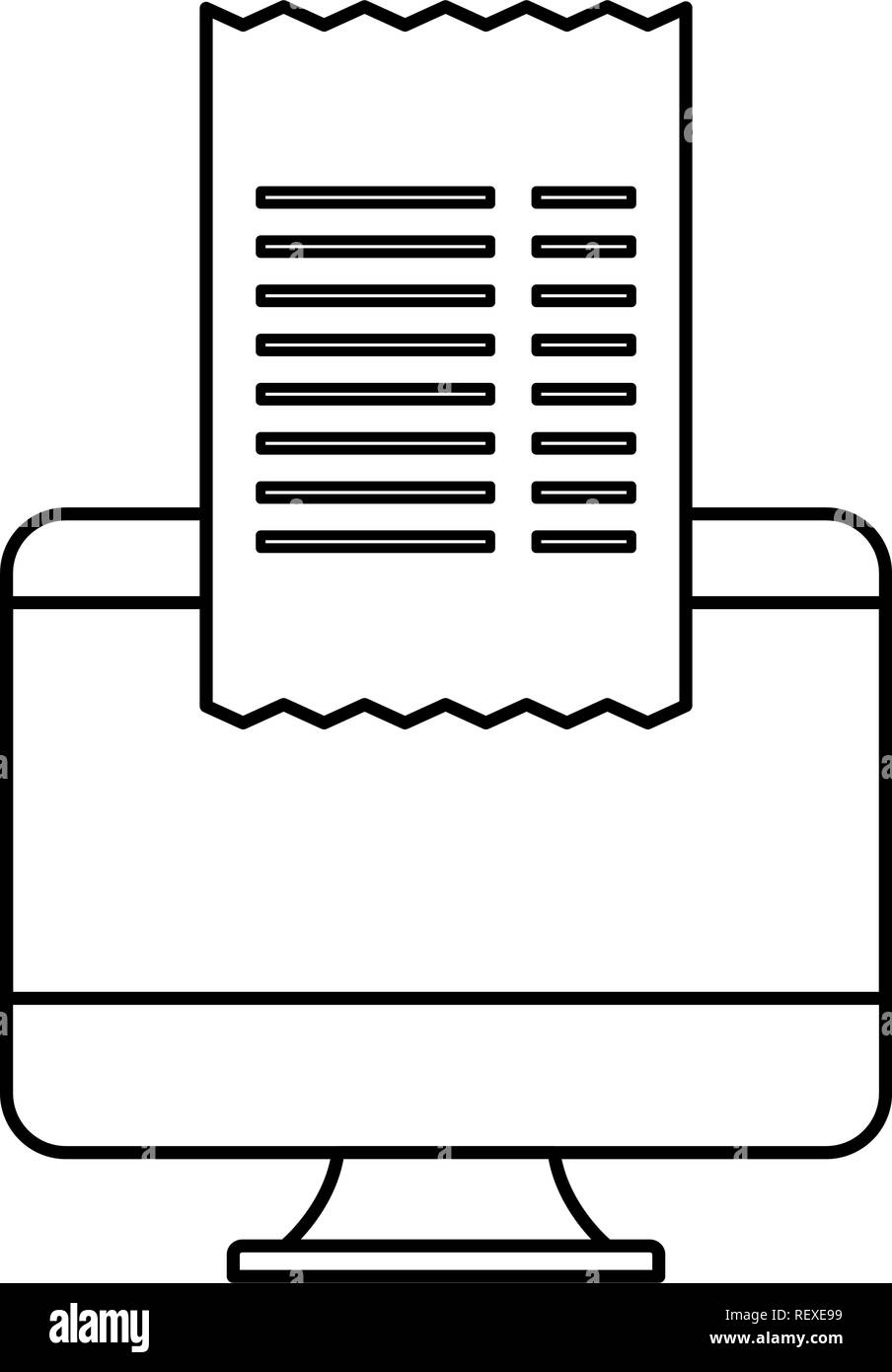 computer and invoice over white background, vector illustration Stock ...