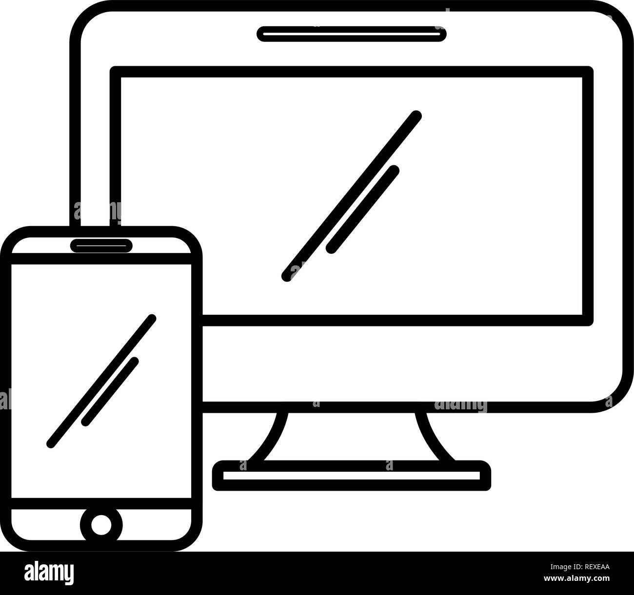 cellphone and computer over white background, vector illustration Stock ...