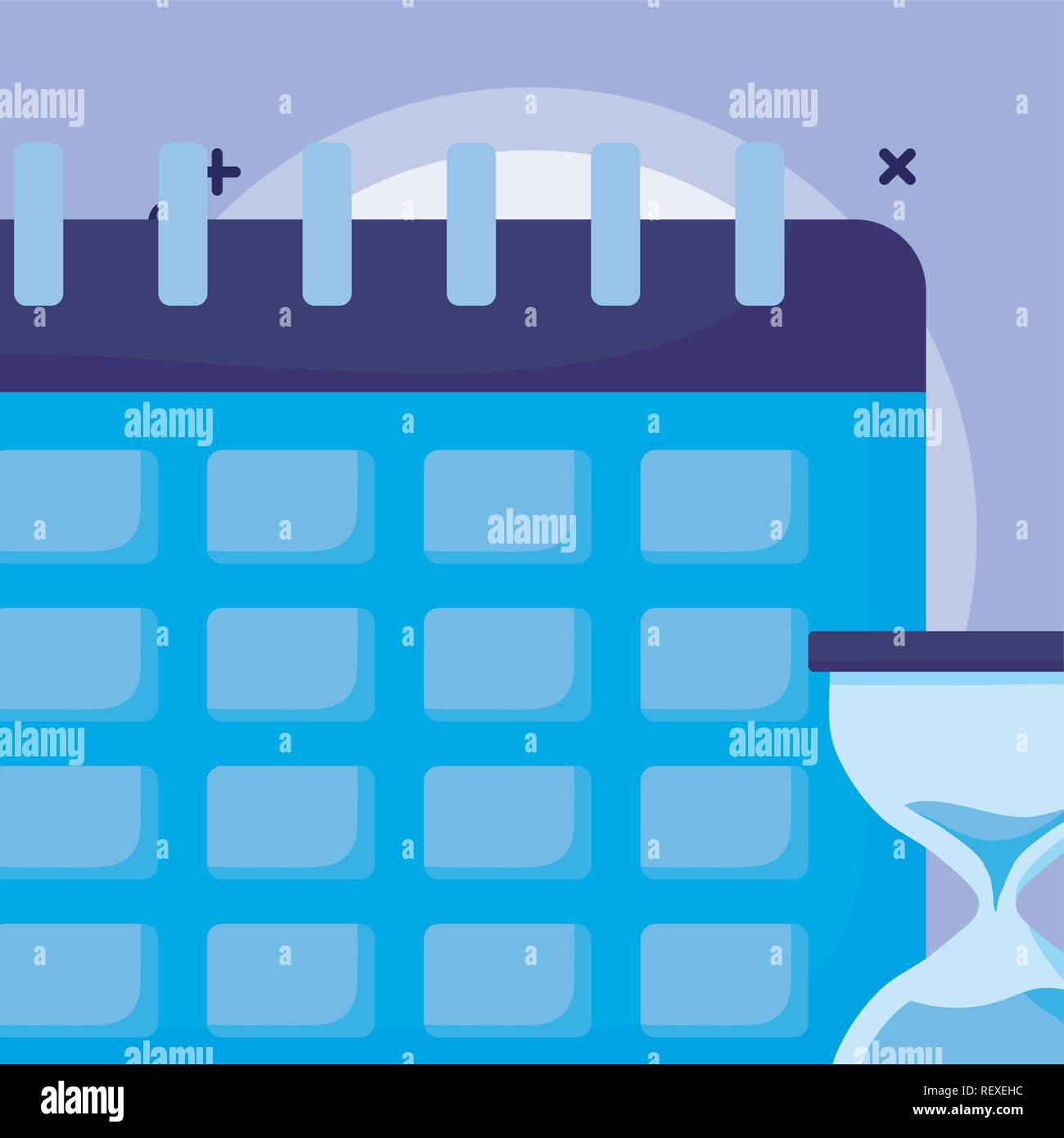 hourglass and calendar planner over white background, vector ...