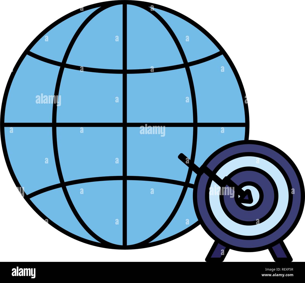 target and global sphere icon over white background, vector ...