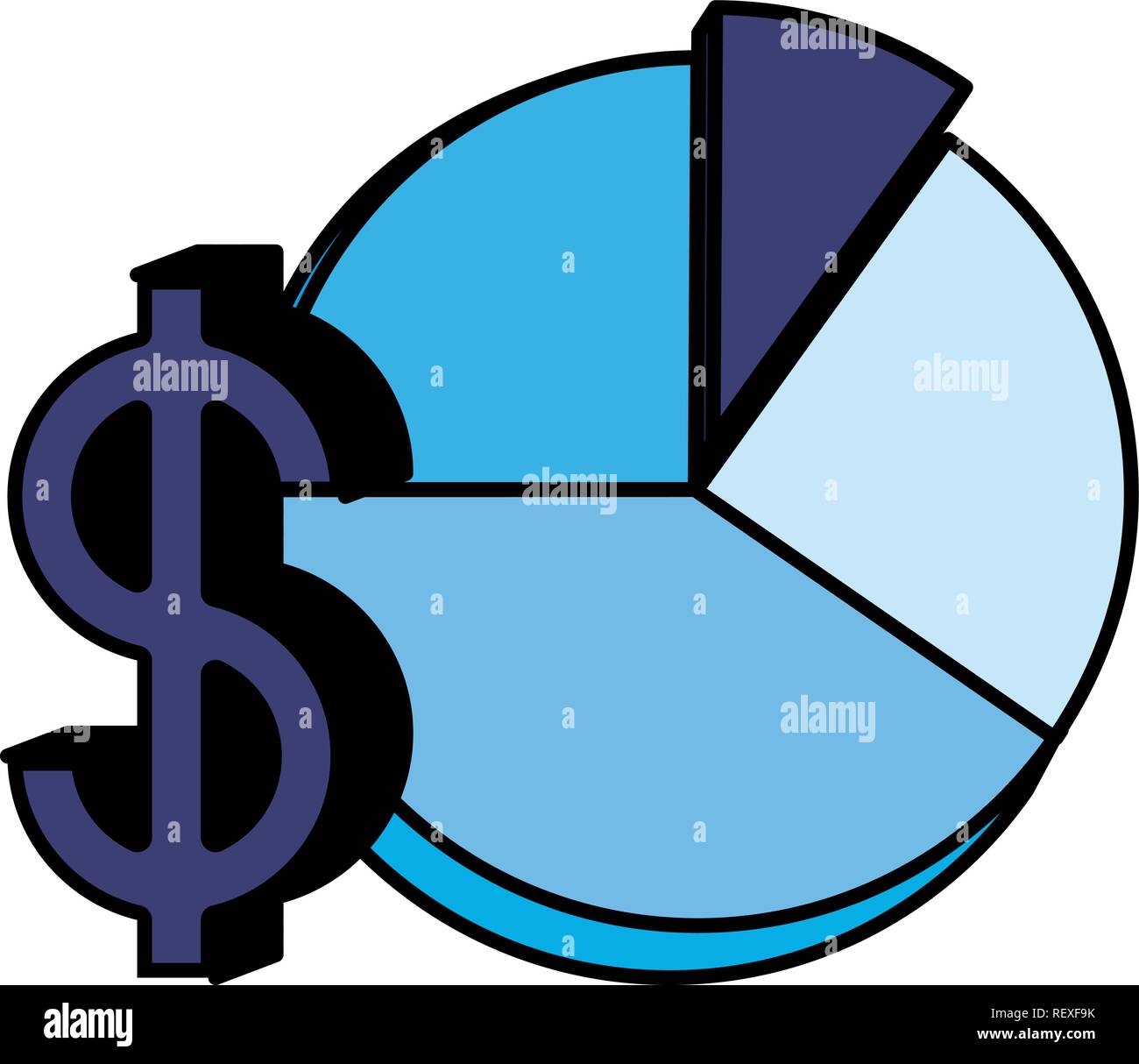 money symbol and pie chart icon over white background, vector ...
