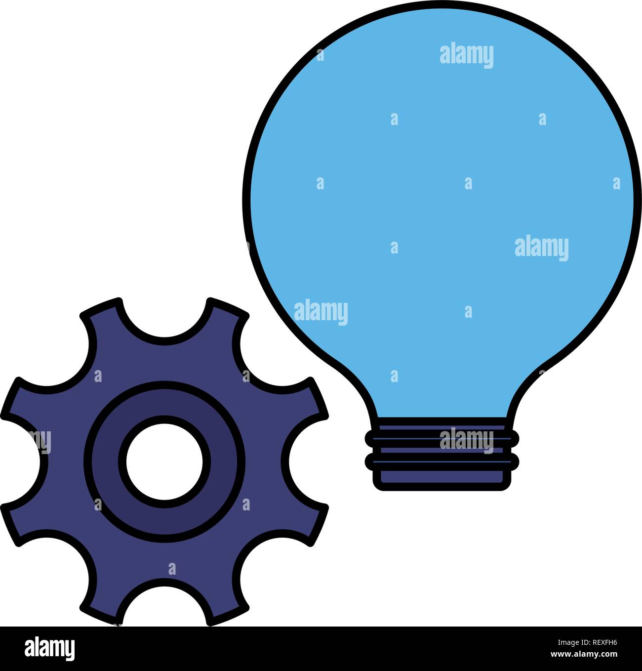light bulb and gear wheel over white background, vector illustration ...