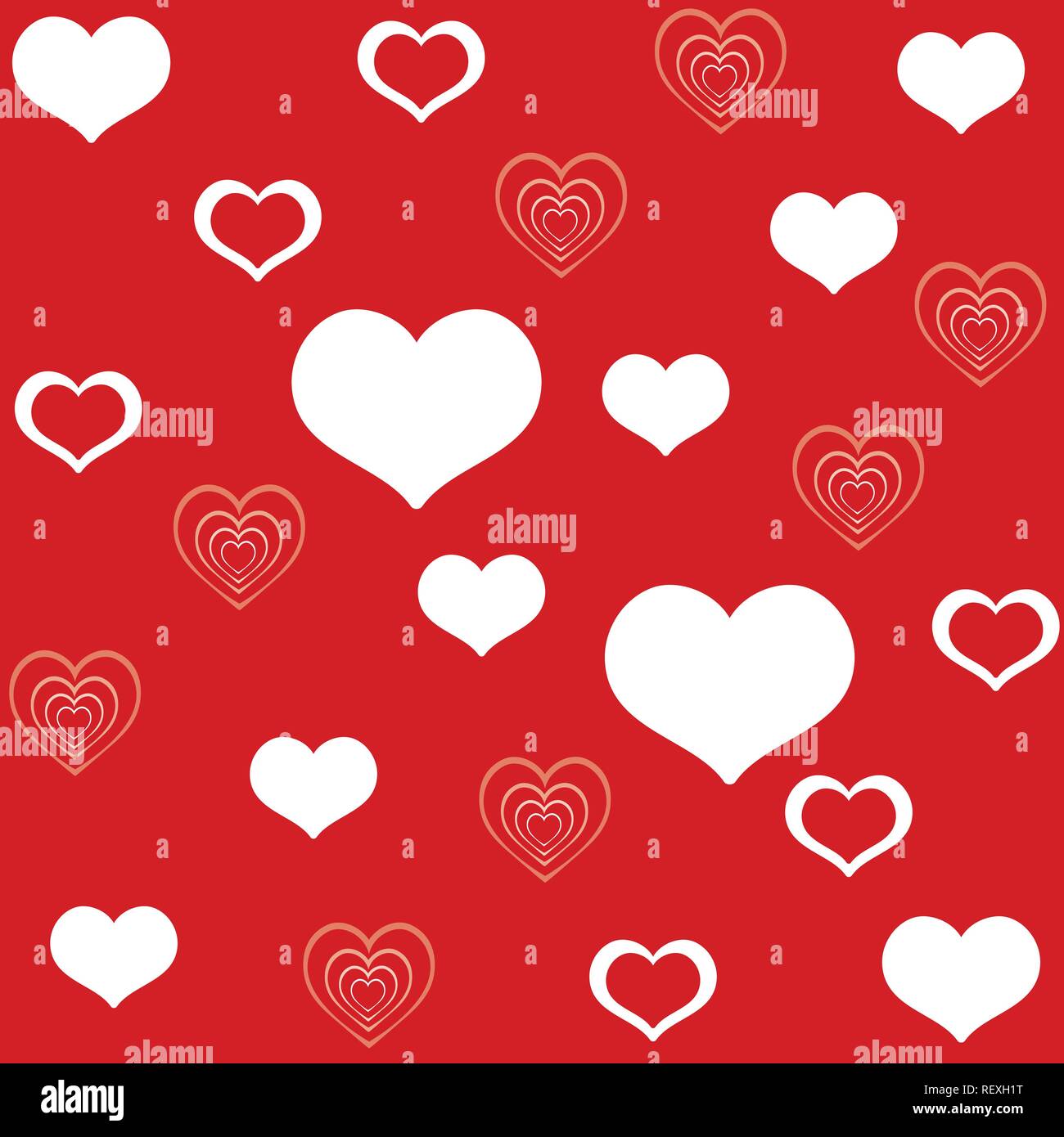 Vector colorful illustration. Seamless pattern with white hearts shape ...