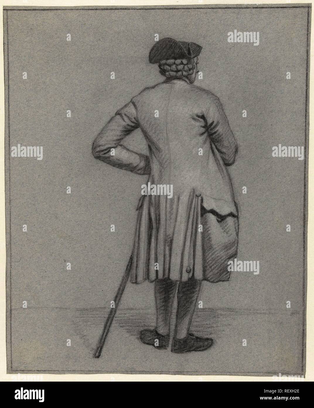 Standing man, seen from behind. Draughtsman: Jordanus Hoorn. Dating ...