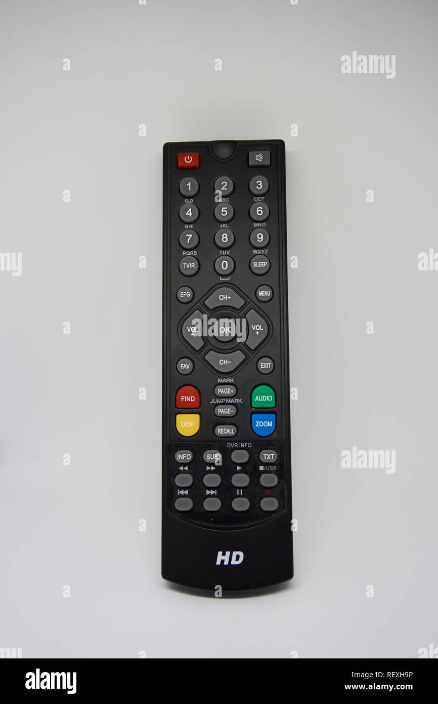 Tv remote with a white background Stock Photo - Alamy