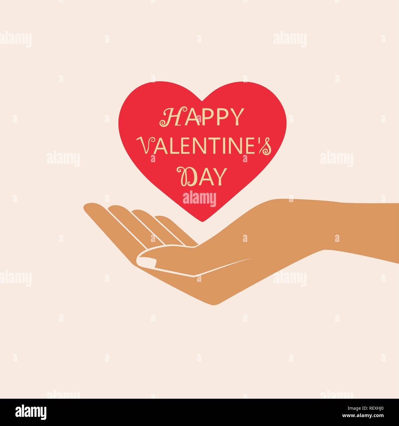 Hand Giving Love Symbol. Happy Valentine s day vector card. Isolated ...