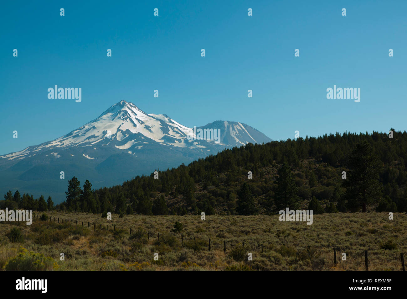 Mount Shasta viewed from the northwest on U.S.Highway 97 in northern ...
