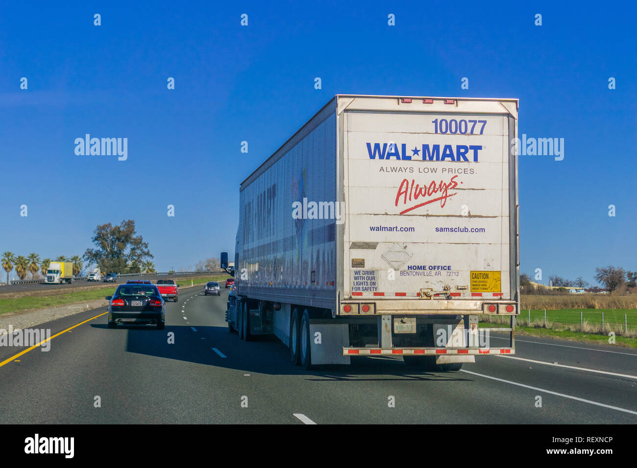 January 28, 2018 Sacramento / CA / USA - Walmart truck driving on the ...
