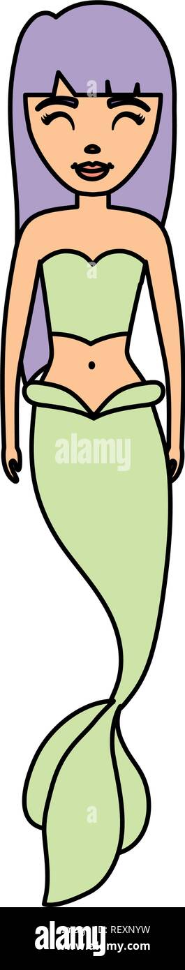 Cute mermaid icon over white background, vector illustration Stock ...