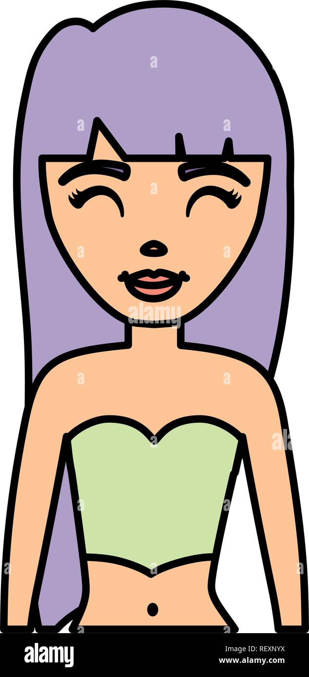 Cartoon Young girl smiling icon over white background, vector ...