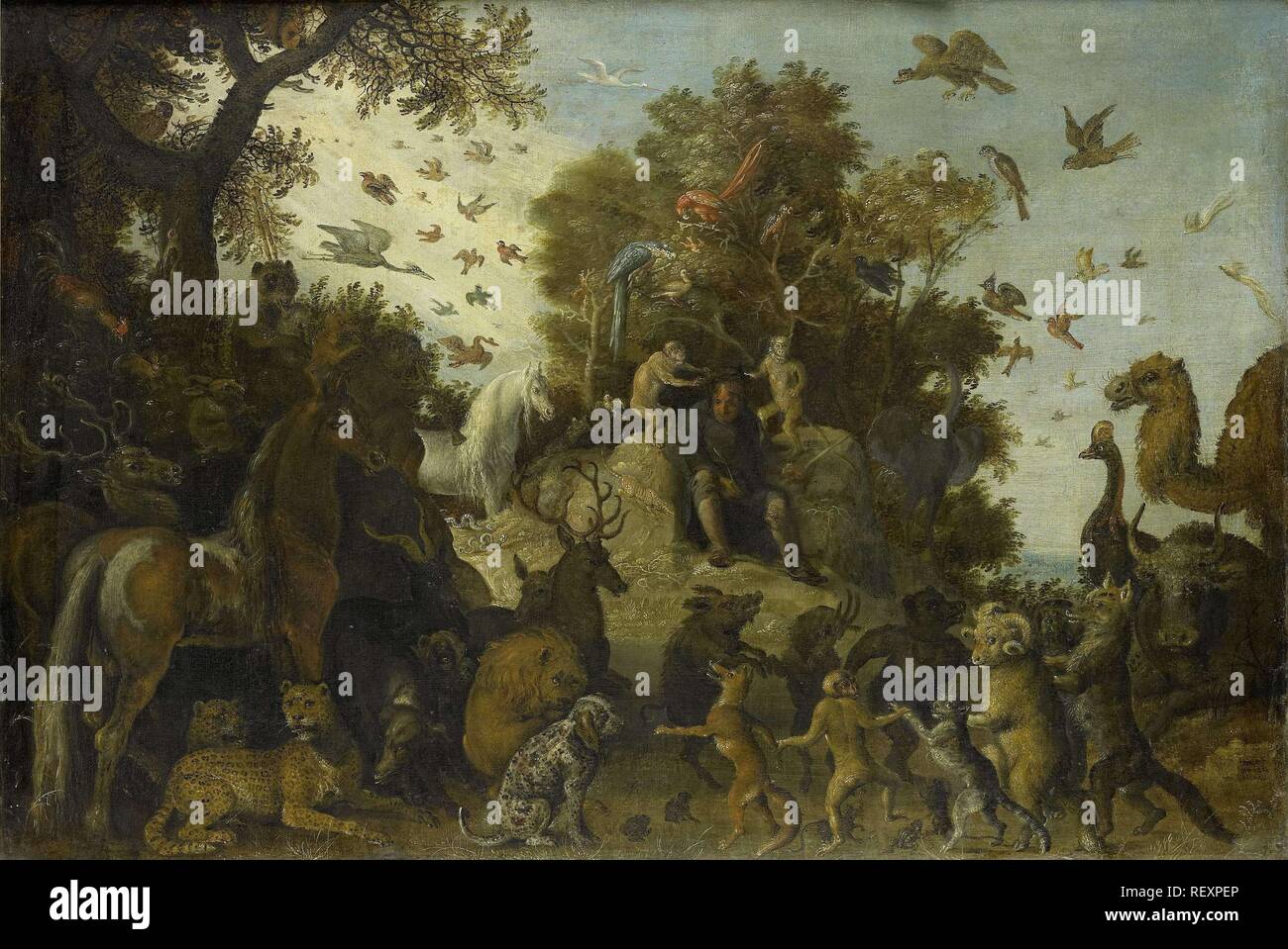 The poet crowned by two apes at the feast of the animals. Dating: 1623 ...