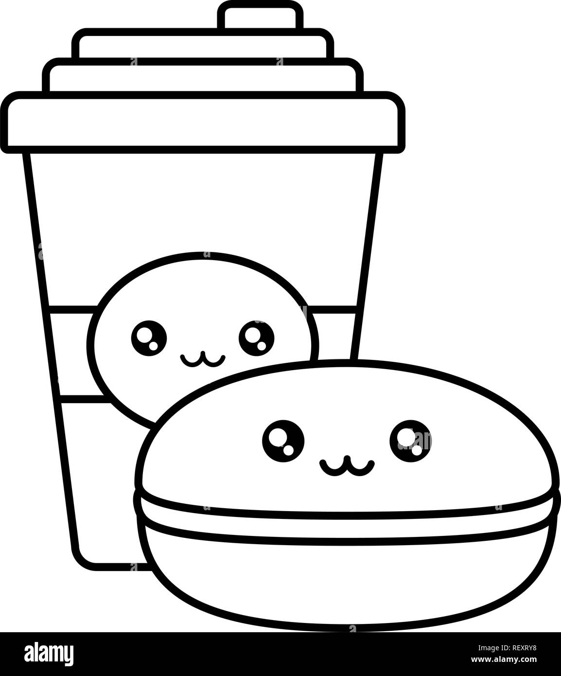 plastic cup container and candy kawaii characters vector illustration ...