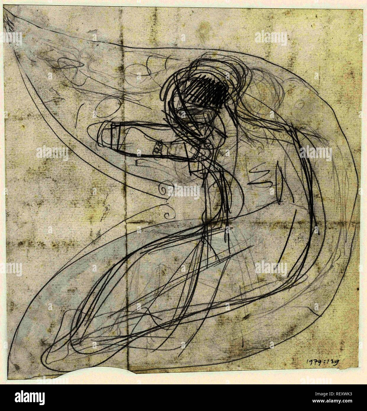 Sketch of a seated figure in a semicircle shape. Draughtsman: Richard ...