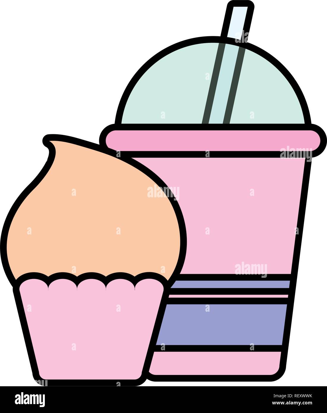 plastic cup with straw and cupcake vector illustration design Stock Vector Image & Art - Alamy