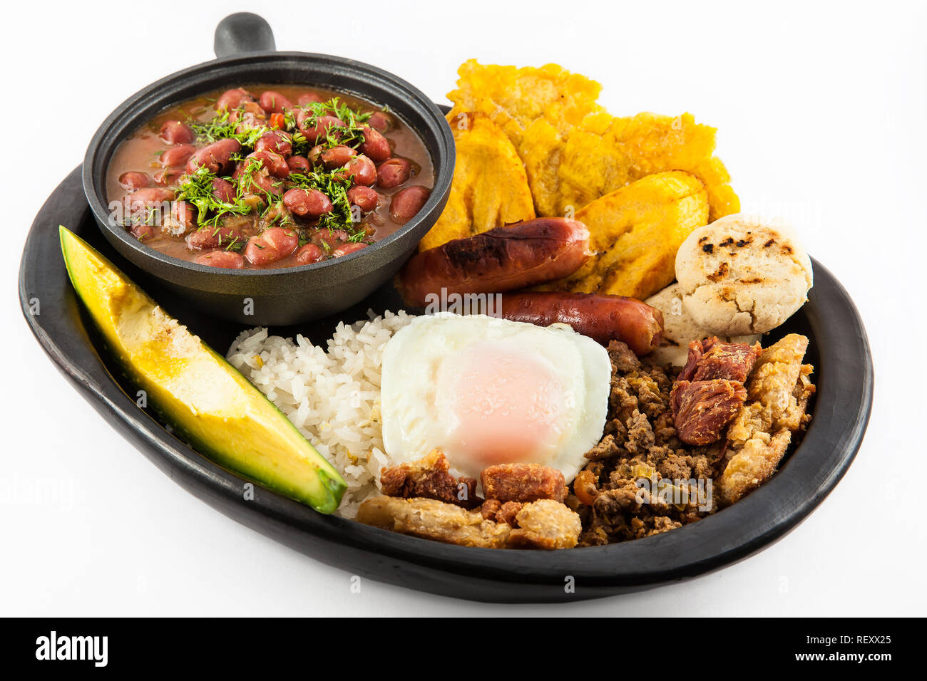 Traditional Colombian dish called Bandeja Paisa: a plate typical of ...