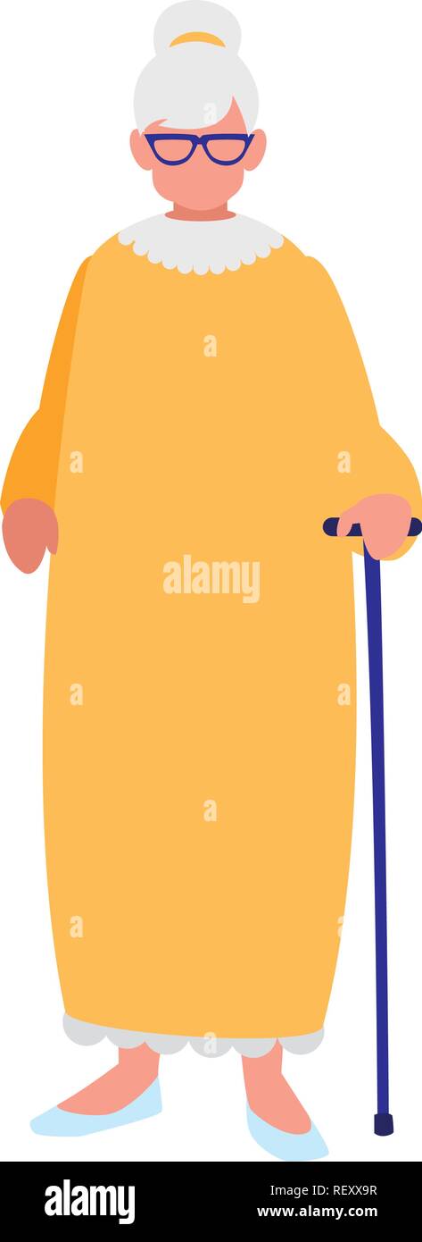 cute grandmother with cane vector illustration design Stock Vector ...