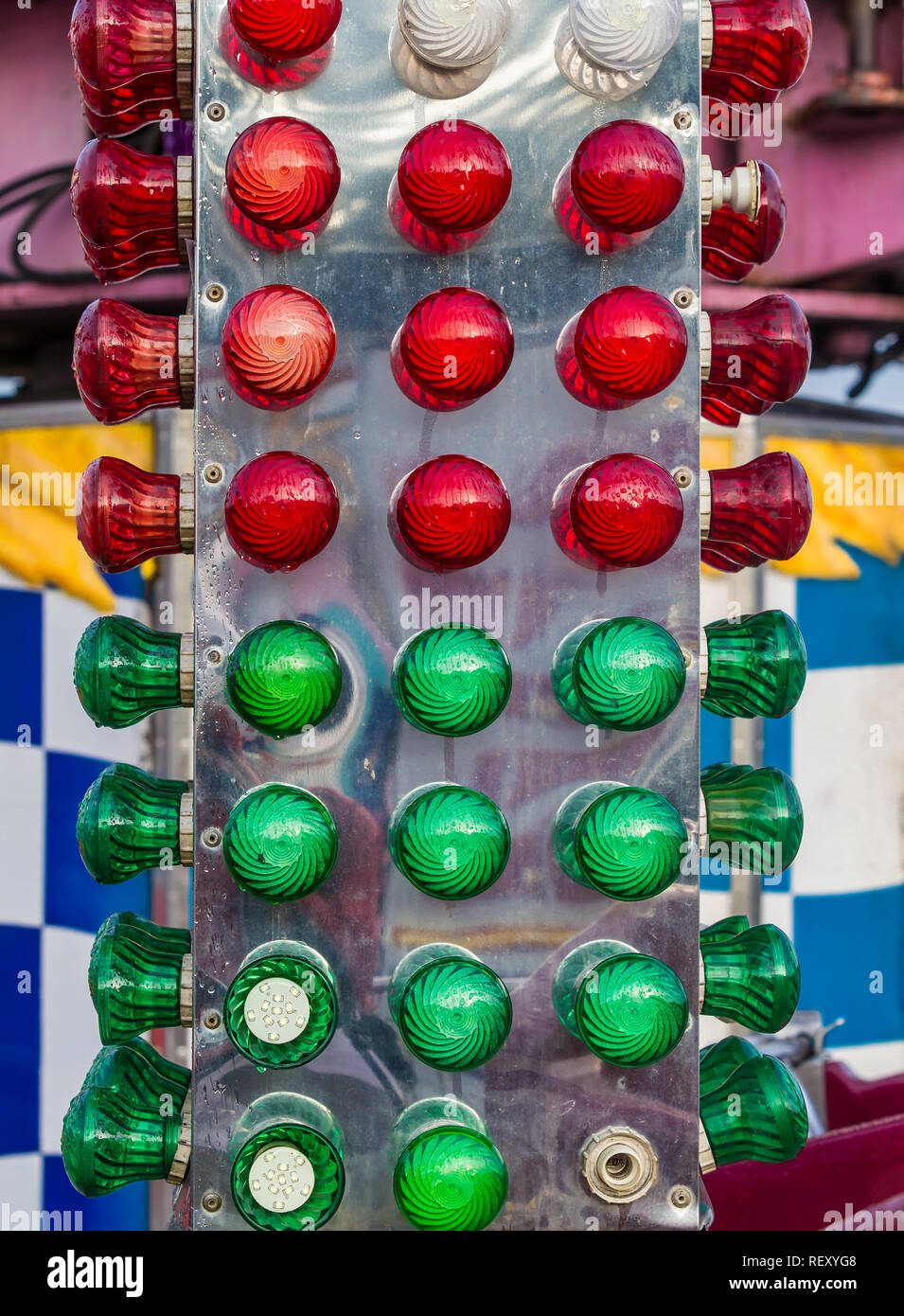 Old fashioned Carnival amusement park ride light pole Stock Photo - Alamy