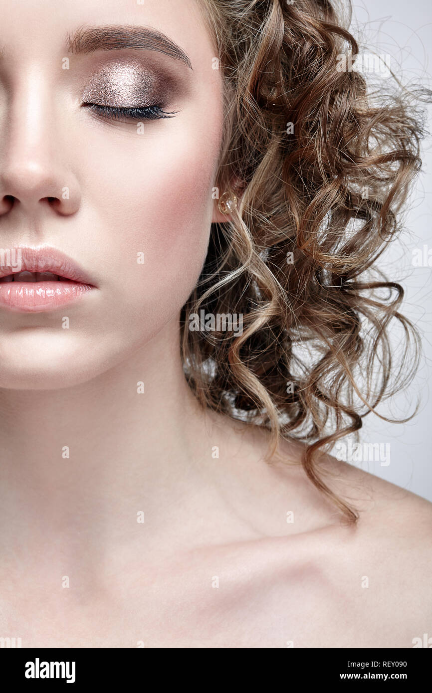 Closeup shot of human female face Stock Photo - Alamy
