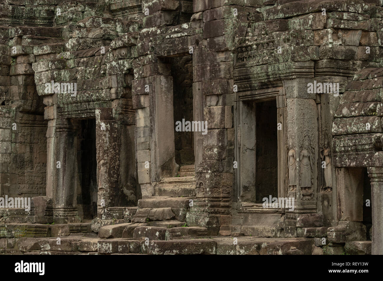 Three doorways in ruins of Bayon temple Stock Photo - Alamy