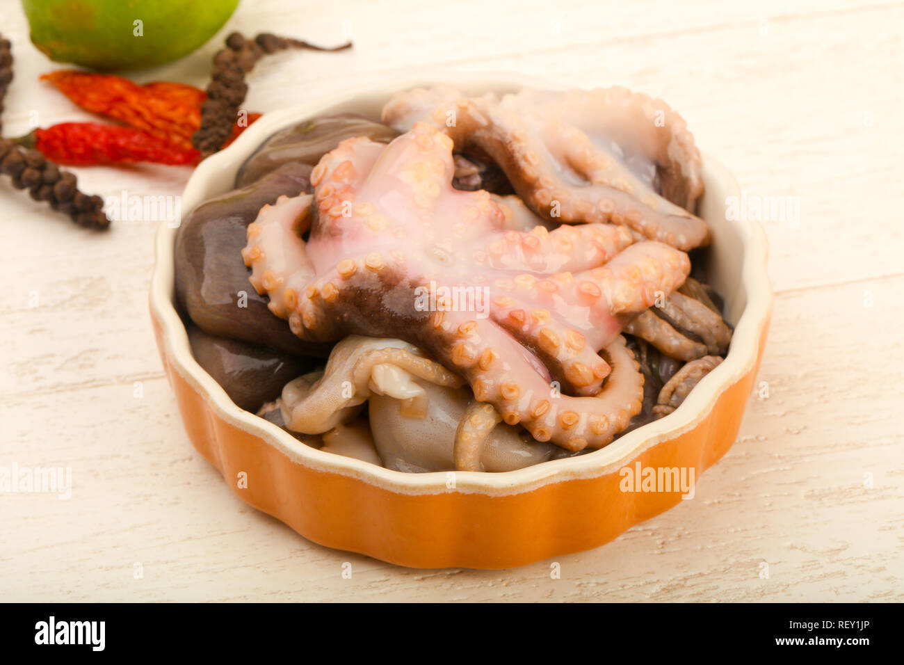 Raw octopus ready for cooking Stock Photo - Alamy